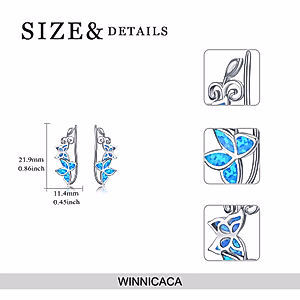 WINNICACA Ear Climbers Earrings for Women Sterling Silver Climber Earrings Created Blue Opal Ear Butterflies Crawler Earrings for Women Butterfly Stud Earrings for Women