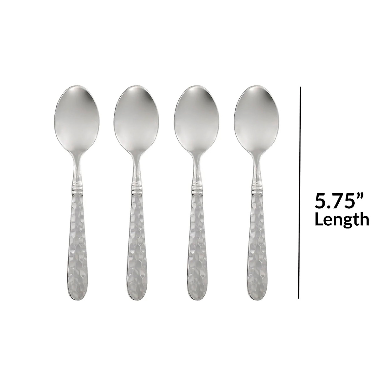 Vietri Martellato Demitasse Spoons 5"L 18/10 Stainless Steel Coffee Spoons, Espresso Spoons Set of 4