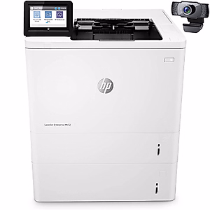 HP Laserjet Enterprise M612x Single-Function Wireless Monochrome Laser Printer, White - Print only - 4.3" Touchscreen, 75 ppm, 1200 x 1200 dpi, Auto Duplex Printing, Ethernet - Cbmou External Webcam