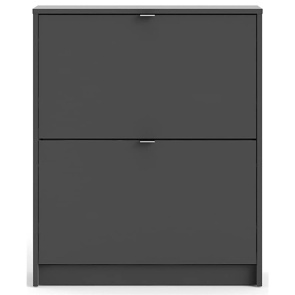 Pemberly Row Engineered Wood Bright 2 Drawer Shoe Cabinet in Black Lead