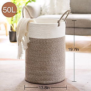INDRESSME Large Laundry Basket, 60L Dirty Clothes Hamper, Baby Laundry Hamper for Toys, Woven Laundry Basket for Clothes, Blanket Storage Basket, 19.7 x 13.8 inches