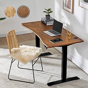 mopio Solid Wood Sterling Electric Height Adjustable Standing Desk, Sit Stand Desk Workstation, 3 Adjustable Memory Setting and Stand Alarm 100% Solid Wood (Walnut, 47")