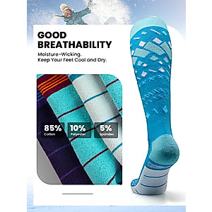 OutdoorMaster Unisex Ski Socks,Skiing and Snowboarding Socks for Men & Women with Over the Calf Design/Non-Slip Cuff