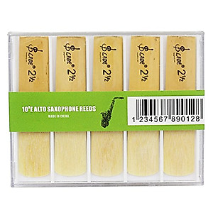 OriGlam 10pcs Alto Sax Saxophone Reeds 2.5 Reed, Alto bE Saxophone Reeds Lade Bamboo 2-1/2 Reed Strength 2.5 for Clarinet, Soprano or Alto Sax