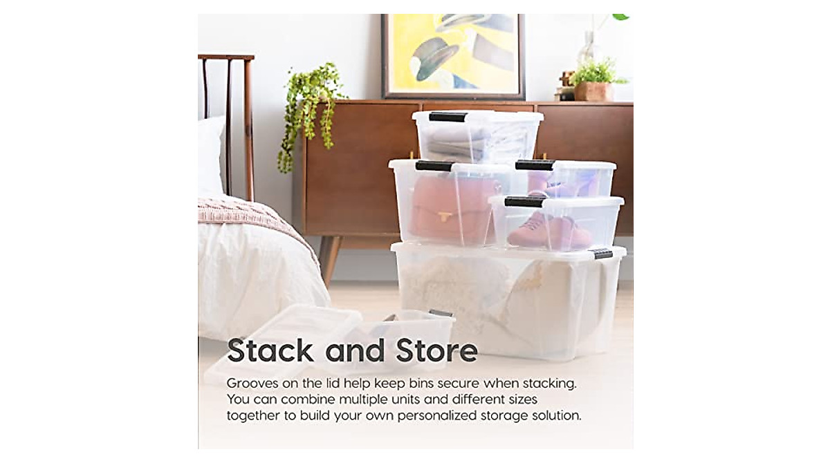 IRIS Stack & Pull Storage Bins - 6 Pack 12 & 19 Quart Organizers