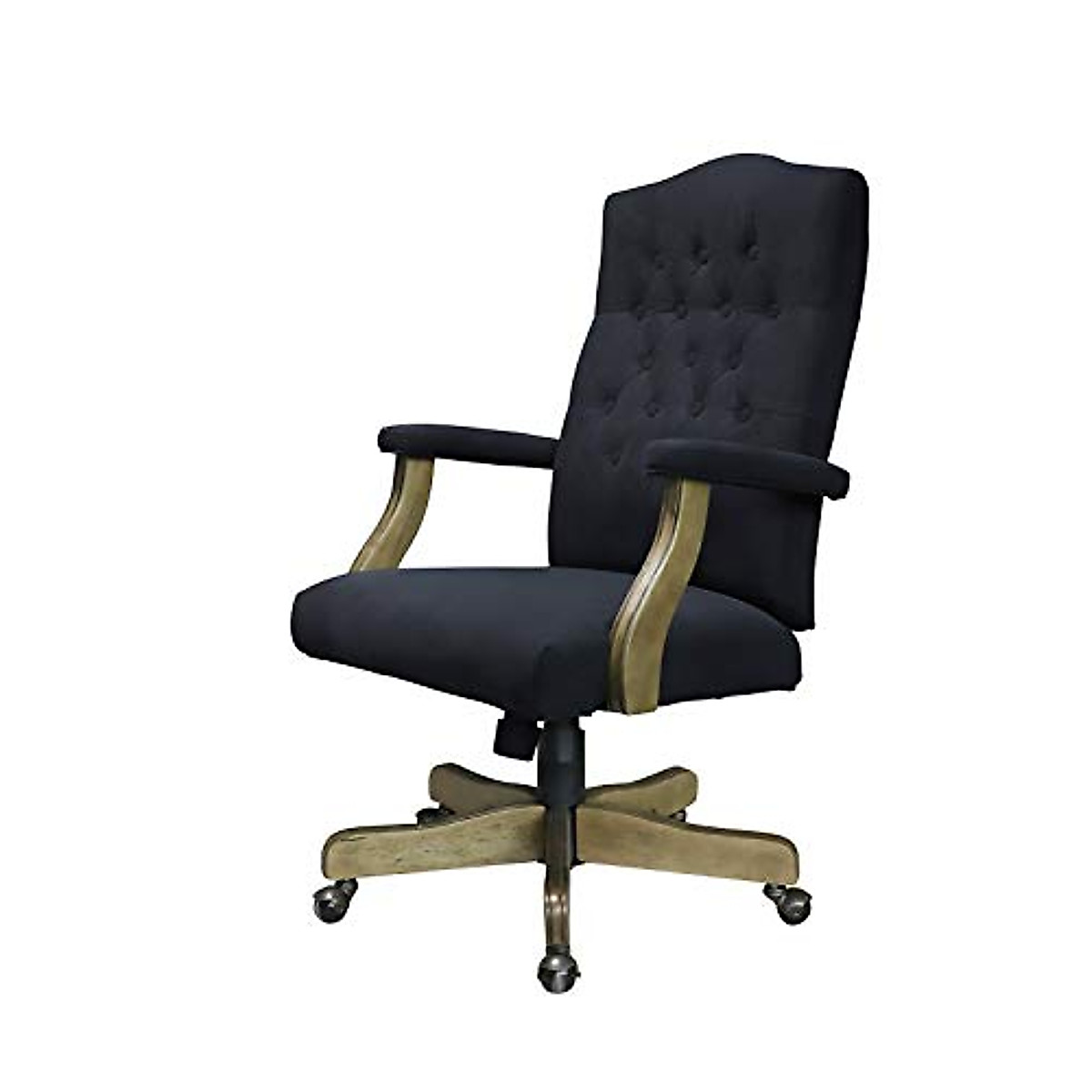 Boss Office Products Executive Black Fabric Chair with Driftwood Finish Frame (B905DW-BKW)
