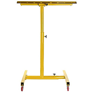 JEGS 200 LBS Capacity Rolling Work Table - Height Adjustable 33 Inches to 48 Inches - Rolling Tool Tray Uses Four 2.5” Caster Wheels - Includes One Tool Tray Table Liner - Yellow Powder Coated Steel