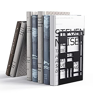 Bookends,Book Ends for Shelves,Bookends for Heavy Books, Book Holder,Metal BookEnd Supports (4)
