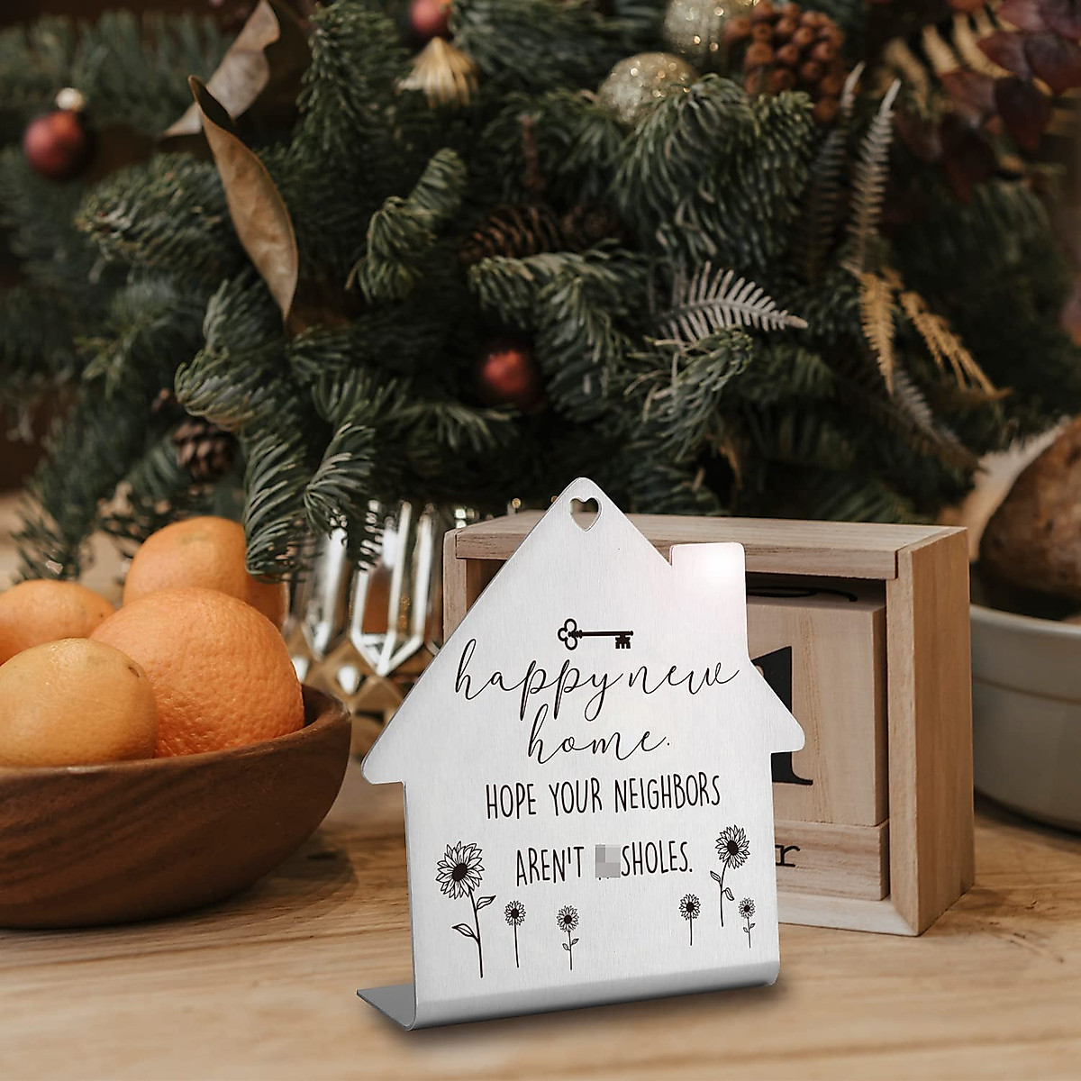 Funny Housewarming Gifts for Women, Men, Couple, Cute House Warming Gifts New Home, Humorous long distance friends New Apartment Home Office Desk Table Shelf Laugh Sign Decor hds4