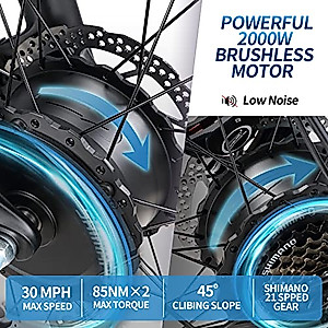 KETELES K800 2000W 23AH Electric Bike for Adults, 26'' All Terrain Fat Tire Beach Snow Electric Bicycle Dual Motor Removable Battery Up to 30MPH Mountain Ebikes Hydraulic Disc Brake Electric City Bike