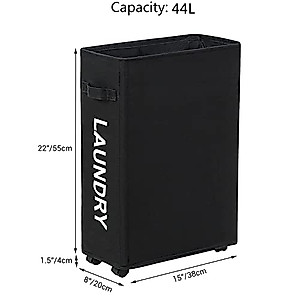 ZERO JET LAG 82L Large Laundry Basket Collapsible Fabric Laundry Hamper and 22in Rolling Slim Laundry Hamper Basket on Wheels