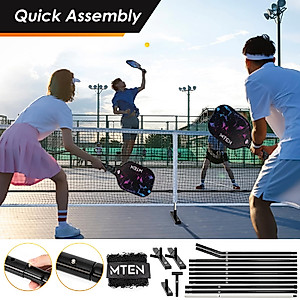 MTEN Pickleball Net, Portable Pickleball Net for Driveway, 22 FT USAPA Regulation Size, Steady Metal Frame, with Carrying Bag for Backyards, Driveways, Outdoor Indoor