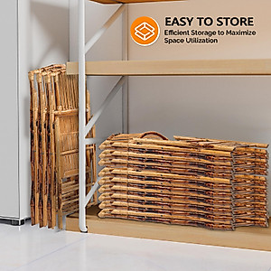 VINGLI Bamboo Folding Chair, Foldable Dining Wood Chairs Comfortable Seat for Outdoor & Indoor, Patio, Porch, Wedding, Party, Event, 4 Pack