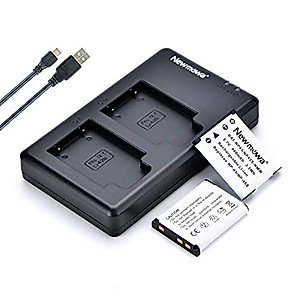 Newmowa NP-45 NP-45S Replacment Battery (2 Pack) and Dual USB Charger Kit for Fujifilm INSTAX Mini 90 and FinePix XP50 XP60 XP70 XP80 XP90 XP120 XP130 XP140 T350 T360 T400 T500 T510 T550 JX500 JX520