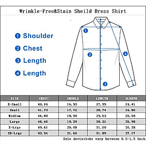 DELCARINO Men's Dress Shirts Stain Shield Stretch Slim Fit Shirts Wrinkle-Free Formal Business Button Down Shirt White Large