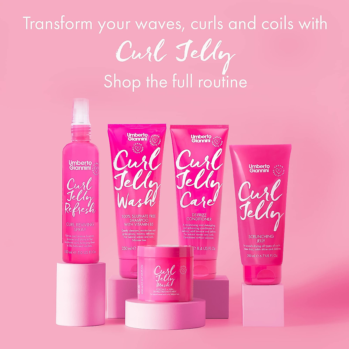 Umberto Giannini Curl Jelly Scrunching Jelly 7 fl Oz - Frizz Solution Defining Hair Gel for 2a-4c Curly, Wavy, Coily Hair - Vegan & Cruelty-Free