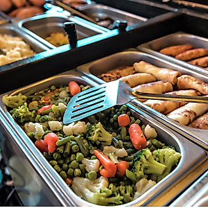 FSE Steam Table Pan Set, 1/2 Size Long, 4" Deep, Anti-Jam, 24 Gauge, 18/8 Stainless Steel, NSF, Dishwasher Safe, (Set of 6)