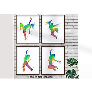 Hip Hop Wall Art Girl Dancer Abstract Print Set of 4 8x10, Gift for Hip Hop Dancer, Freestyle Dance, Dance Teacher. Dnce Studio Dorm Room Decor