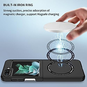 HikerClub Magnetic Case for Samsung Galaxy Z Flip5 6.7" (2023), Compatible with Mag Safe, Supports Wireless Charging, Anti-Scratch Shockproof Case, Slim Lightweight Case for Samsung Z flip 5, Black