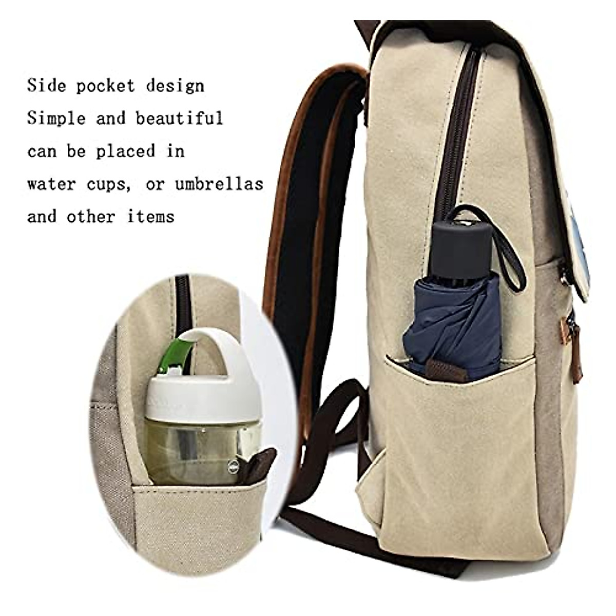 XUESUO Anime Backpack, Laptop Bags, Canvas Large-Capacity Travel Bags, Beige, One Size