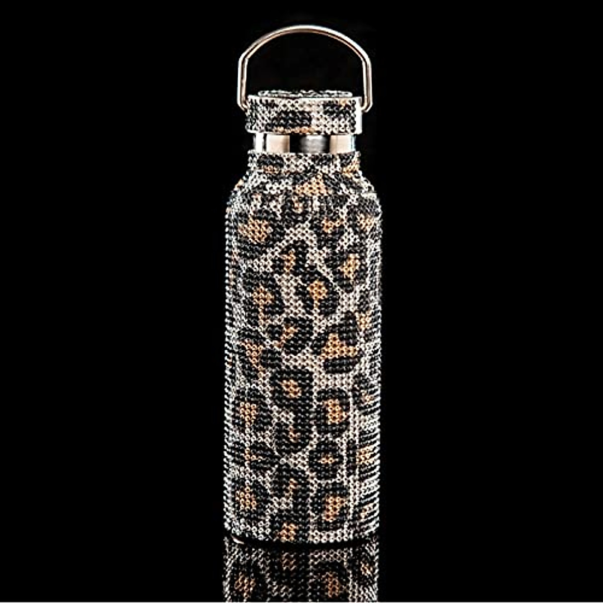 RBKLO Sparkling Rhinestone Insulated Bottle, Bling Thermal Bottle Diamond Thermol, Vacuum Flask Mug Coffee Cups, Thermos Cups for Hot Drinks Leakproof, Best Gift for Men Women (Leopard, 500ml)