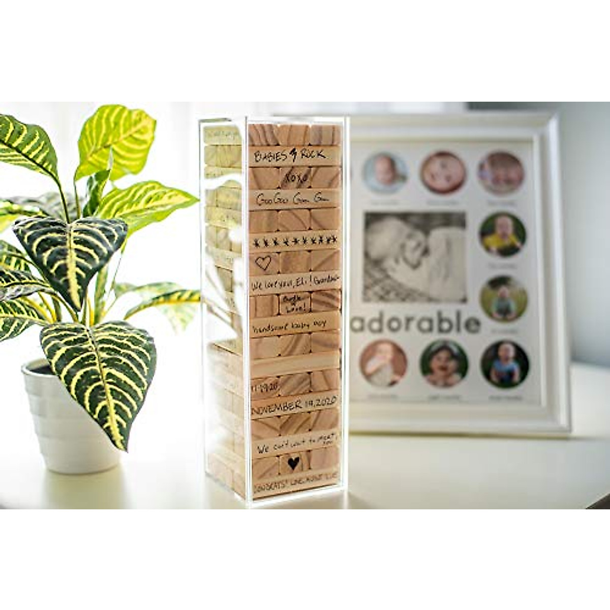 Wedding Guest Book, Alternative Wooden Guestbook with Acrylic Box, Unique Signs for Weddings, Baby Shower, Birthday, and Bridal Shower, Signature Rustic Wood Blocks by Brefkiss Co