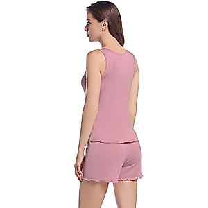 Joyaria Cooling Summer Pajama Set for Women Bamboo Viscose Pjs Jersey Knit(Dusty Rose,XL)