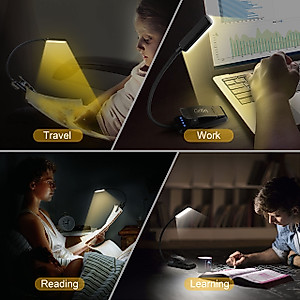 Gritin 9 LED Rechargeable Book Light for Reading in Bed - Eye Caring 3 Color Temperatures,Stepless Dimming Brightness,12+Hrs Runtime Small Lightweight Clip On Book Reading Light for Kids,Studying