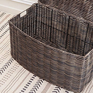 VIFAH Valeria Rectangular Resin Lidded Laundry Hamper with Handles