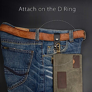 diodrio EDC Leather Strap Keychain, Belt Clip Key Ring Fob Holder, Black. 2 per Pack.