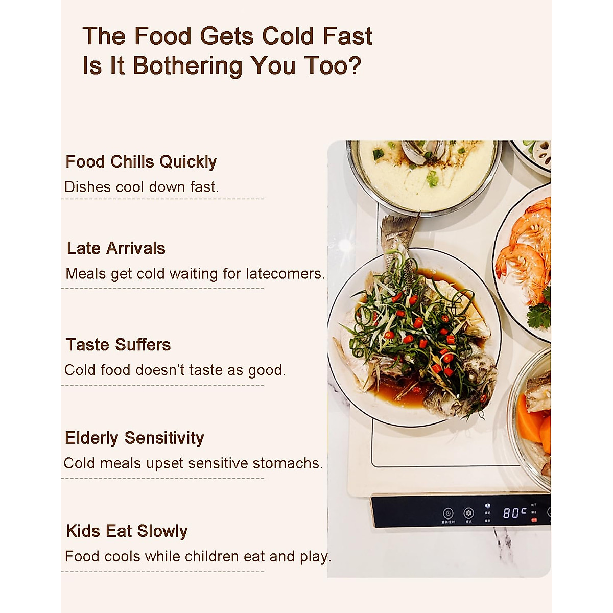 Electric Warming Tray, Warming Mat for Food with 8 Temperature Settings and Timing, Raised Feet Protects Table, Portable Food Warmer for Buffets Party, Gathering, Daily Use