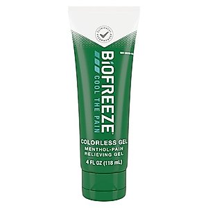 Biofreeze Gel Menthol Pain Relieving Colorless Gel 4 FL OZ Tube For Pain Relief Associated With Sore Muscles, Arthritis, Simple Backaches, And Joint Pain (Packaging May Vary)