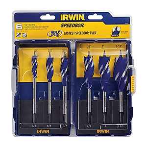 IRWIN Tools SPEEDBOR Max Speed Auger Wood Drill Bit Set, 6-Piece, 3041006
