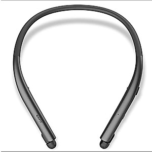 EXFIT BCS-700 | Wireless Bluetooth Headphone Neckband with Retractable Earbuds, Auto Answer on Earbud Pull for Office, Phone Call (Charcoal Black)