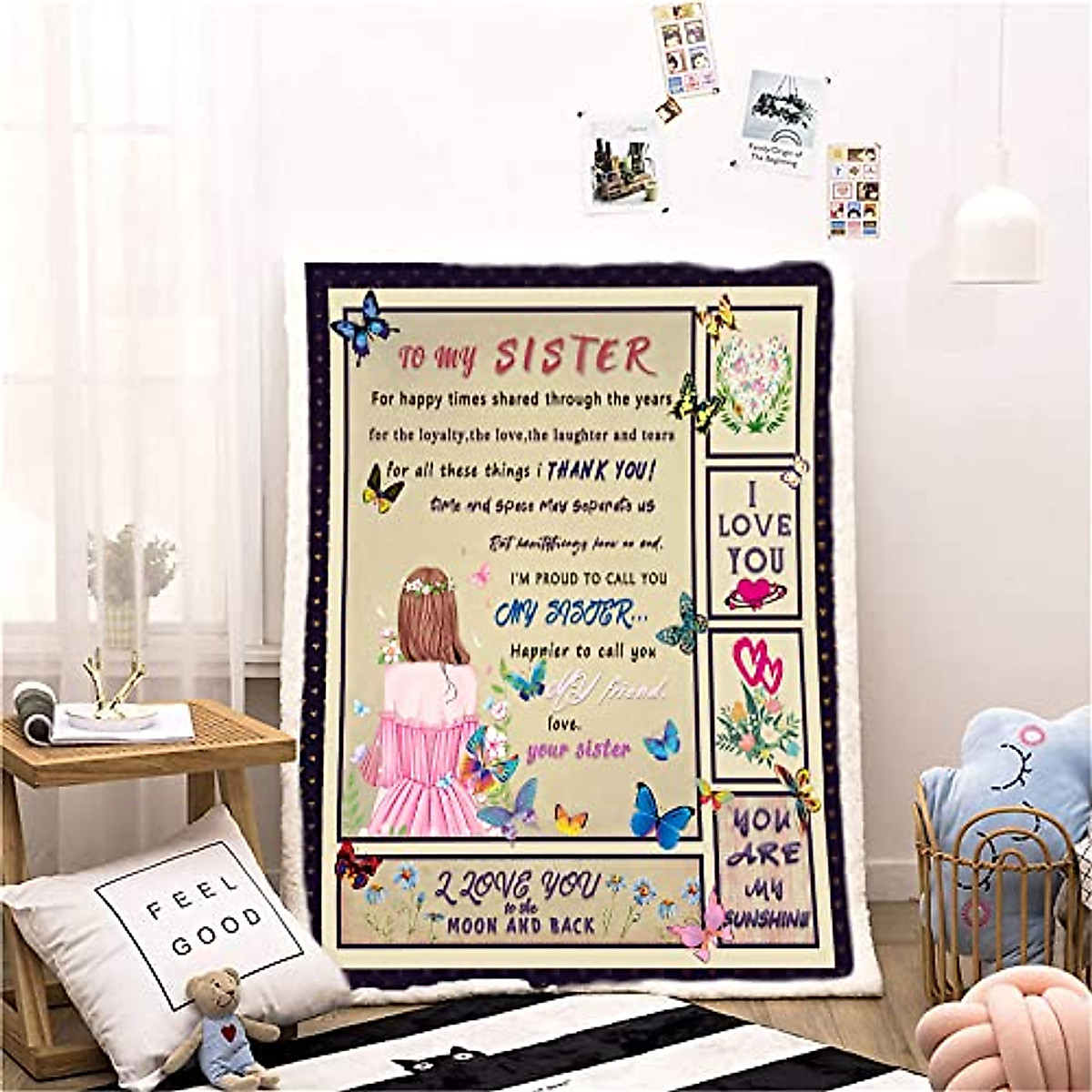 Sister Gifts Birthday Gifts for Sister Throw Blanket,Sister Birthday Gifts from Sister,Sister Christmas Valentines Day Gifts,Gifts for Big Sister-Bestie -Sister in Law Soft Warm Throws Blanket