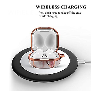 Troniker Stylish Case for Galaxy Buds 2 Pro (2022)/Galaxy Buds 2 (2021)/Galaxy Buds Pro (2021)/Galaxy Buds Live (2020) for Women Girl Full Protective Hardshell Case (Pink Gold Marble)