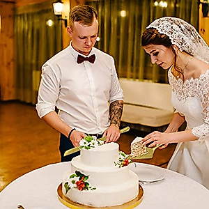 GURUDAR Vintage Wedding Cake Knife and Server Set, Stainless Steel Cake Pie Pastry Cutting Knife & Serving Spatula Set, Premium Party Supplies for Wedding, Birthday, Anniversary & Events, Gold