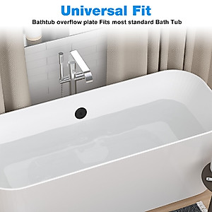 Tub Overflow Drain Cover -3-1/8 Single Hole- Bathtub Drain Overflow Cover -Overflow Face Plate with Screw Fits Most Standard Bath Tub Drains (Black)
