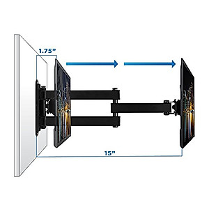 Mount-It! TV Wall Mount Monitor Bracket with Full Motion Articulating Tilt Arm, 15" Extension Arm Fits 17 19 20 22 23 24 26 27 28 29 30 32 35 37 39 42 47 LCD LED Displays up to VESA 200x200