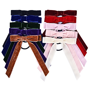 10PCS Bow Hair Tie Velvet Hair Ribbon Elastics Hair Scrunchies Long Ponytail Holder Hair Bow Bands Rope Accessories for Women Girls