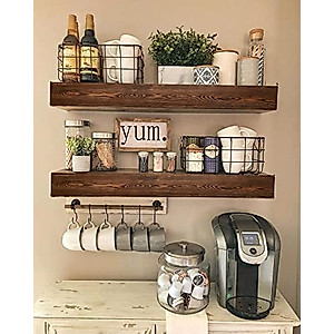 WELLAND 36 Inches Rustic Floating Shelf for Living Room, Bathroom, Bedroom & Kitchen, Solid Wood Wall Shelf (36"x6"Dx6 H)