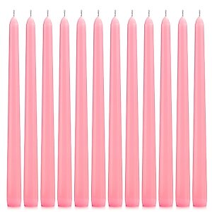 12 Pack Pink Taper Candles - Taper Candles 10 Inch Dripless, Smokeless & Unscented - 8 Hours Long Burning - Tall Candlesticks - Ideal for Weddings, Dinner Parties, Home Decor, Birthday Party