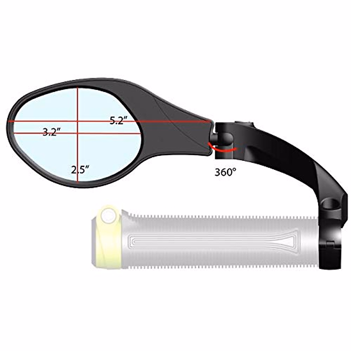 Hafny Handlebar Bike Mirror, Stainless Steel Lens Mirror, Bicycle Rearview Mirror, Safety Reflector, E-bike Mirror, Cycling Mirror, HF-MR081