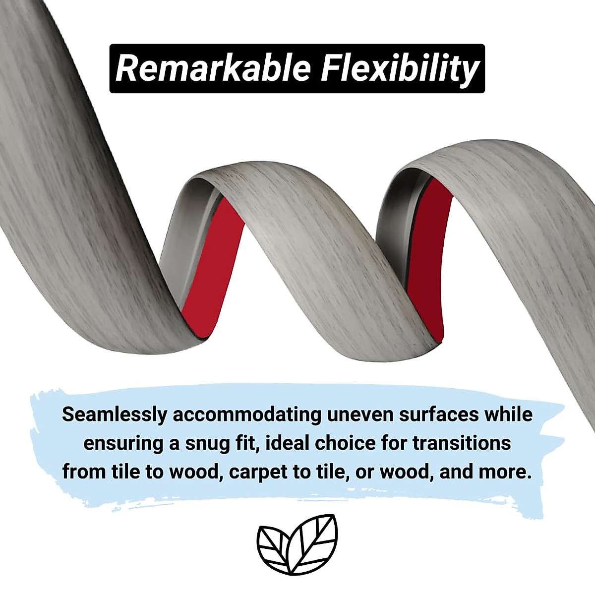 Maxiroc Floor Transition Strip Self Adhesive Carpet Wood Tile Vinyl Flooring Laminate Transition Cover Edge Trim Gap Doorway Threshold for Uneven Floors Heights Within 5 mm (40 inches, Gray Forest)