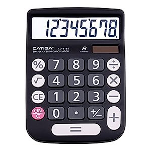 Desktop Calculator 8 Digit with Solar Power and Easy to Read LCD Display, Big Buttons, for Home, Office, School, Class and Business, 4 Function Calculators, with Battery, CD-8185