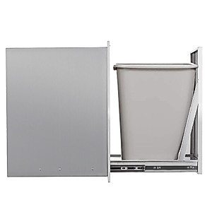 Atatod 14-inch Single Pull-Out Trash can Stainless Steel Outdoor Kitchen Trash can can Store a 10 Gallon Commercial Trash can Without Handle Design