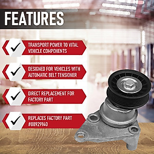 Automatic Serpentine Belt Tensioner Pulley Assembly - Replaces 38158, 88929140 - Compatible with Chevy, GMC & Other GM Vehicles - Avalanche, Silverado, Trailblazer, Sierra, Tahoe, Yukon, Escalade