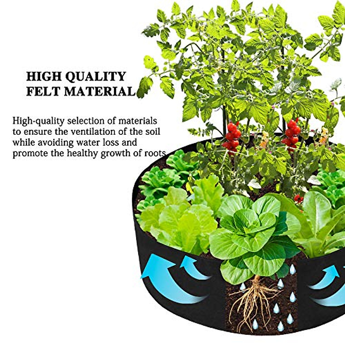 Pannow 50 Gallon Plant Grow Bags, Round Raised Garden Planting Beds Pots, Heavy Duty Fabric Grow Pot, Durable Breathe Cloth Planting Container for Potatoes Vegetables and Fruits, Gardening & Outdoor