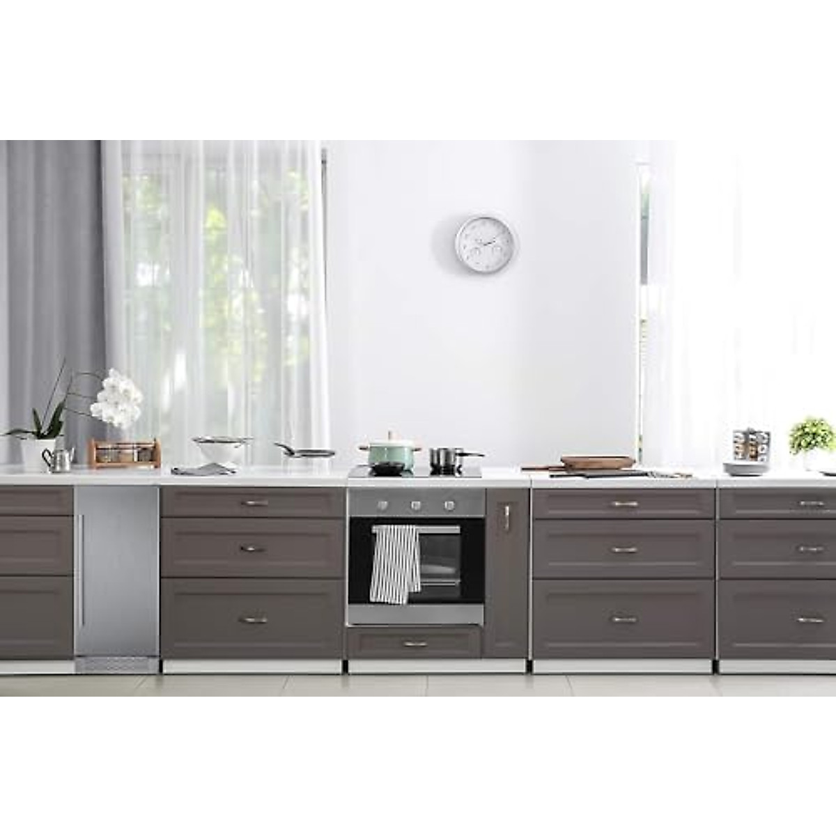 Hanover Library Series 32-Lb. Automatic Ice Maker with Reversible Door and Touch Controls, Stainless Steel Ice Machine for Under Counter, Garage, Home Bar, and Kitchen, Makes Clear Ice