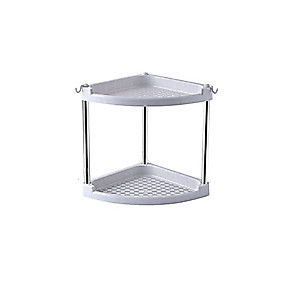 FIZZOQI 2/3 Layers Triangle Kitchen Counter Shelf Storage Organizer Corner Seasoning Standing Storage Rack Plastic Stainless Steel Organizer Shelf Multi-Functional Storage Shelf